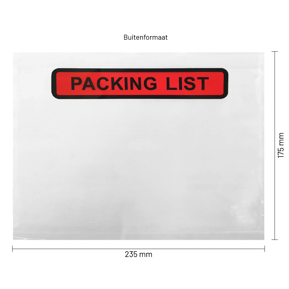 Paklijst Enveloppen A5 - Packing List (1000 stuks)