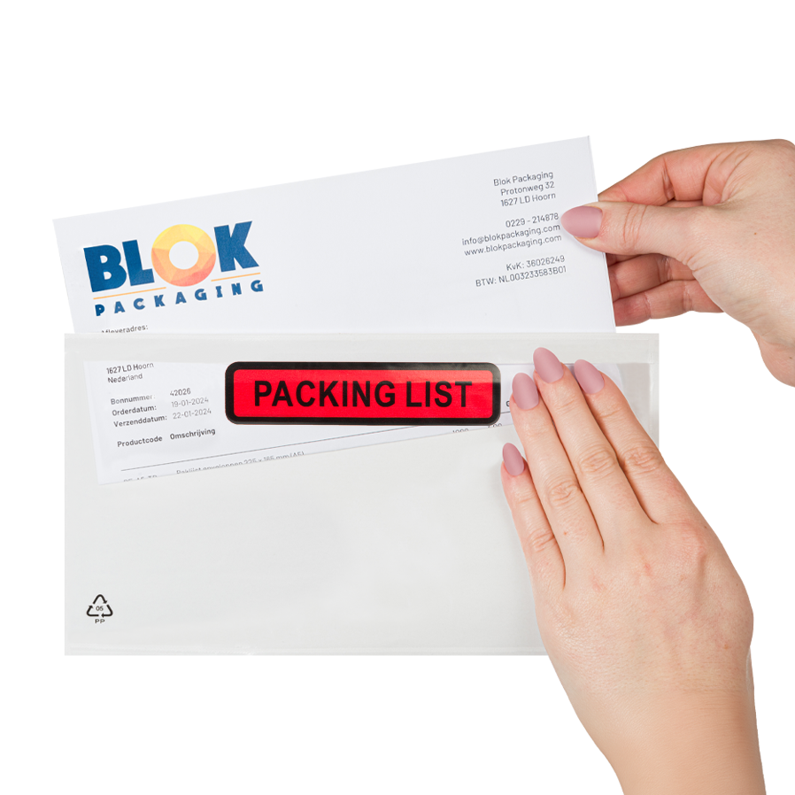 Paklijst Enveloppen DL - Packing List (1000 stuks)