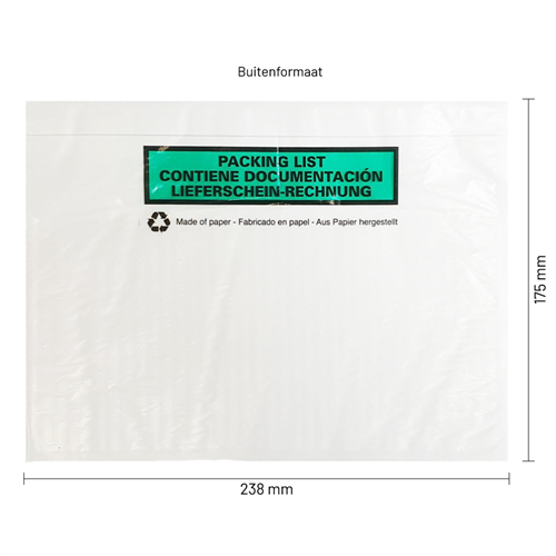 Paklijst Enveloppen A5 papier - Bedrukt Meertalig | Blok Packaging